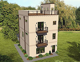 Plan 40800 | Modern 4 Story Garage Apartment Plan with Amazing Ro