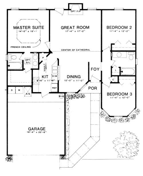 Plan 53125 | House with 3 Bed, 2 Bath, 2 Car