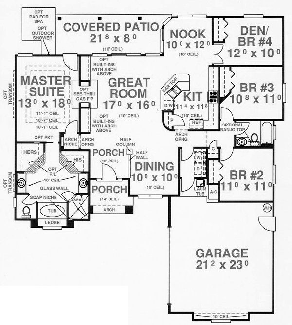 Plan 53274 | House with 4 Bed, 2 Bath, 2 Car