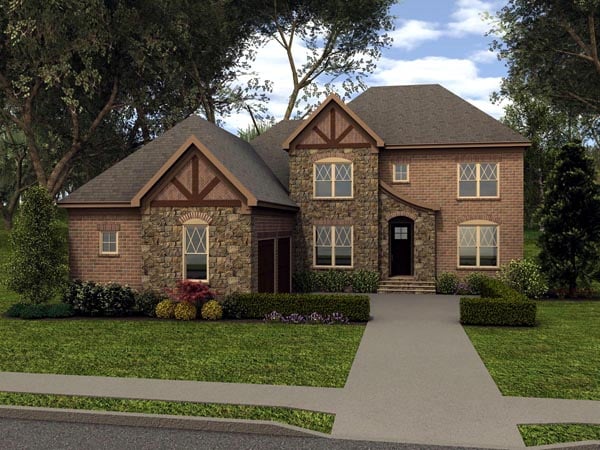 Plan 53849 | Tudor House with 5 Bed, 4 Bath, 2 Car