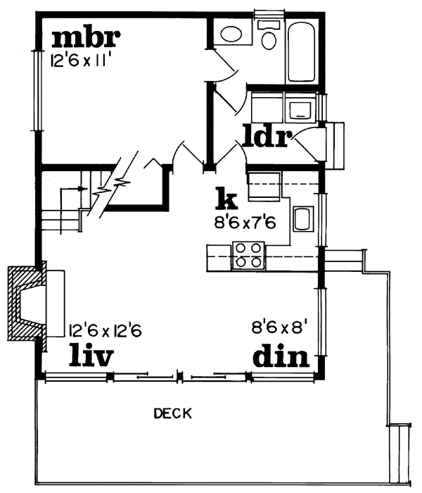 Plan 55135 | Contemporary House with 2 Bed, 1 Bath