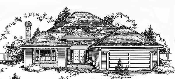 Plan 58812 | Ranch Style with 3 Bed, 2 Bath, 2 Car Garage