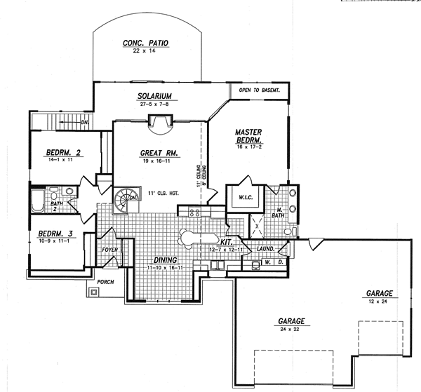 Plan 59620 | Traditional House with 3 Bed, 2 Bath, 3 Car