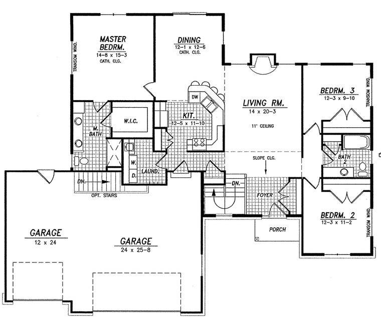 Plan 59668 | Traditional House with 3 Bed, 2 Bath, 3 Car