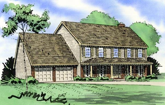 Plan 60613 | House with 4 Bed, 3 Bath, 2 Car