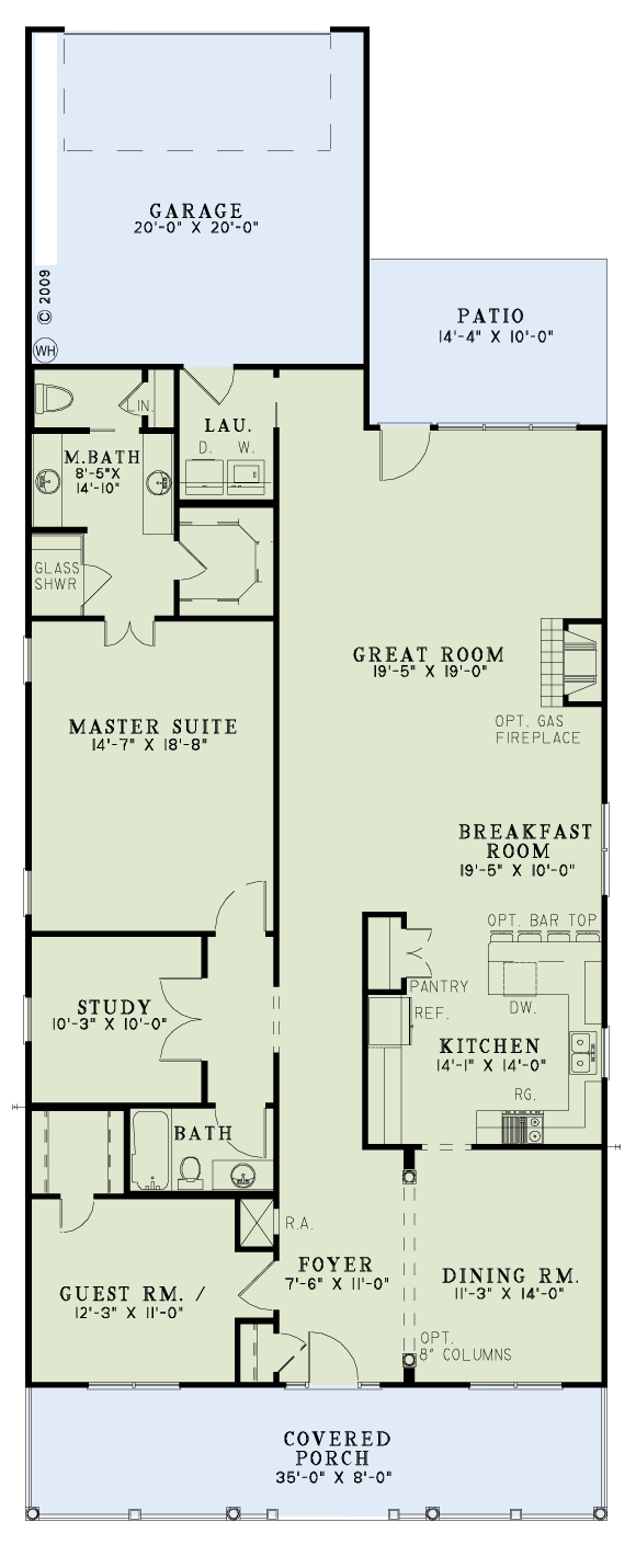 Plan 61081 | Southern Style with 2 Bed, 2 Bath, 2 Car Garage