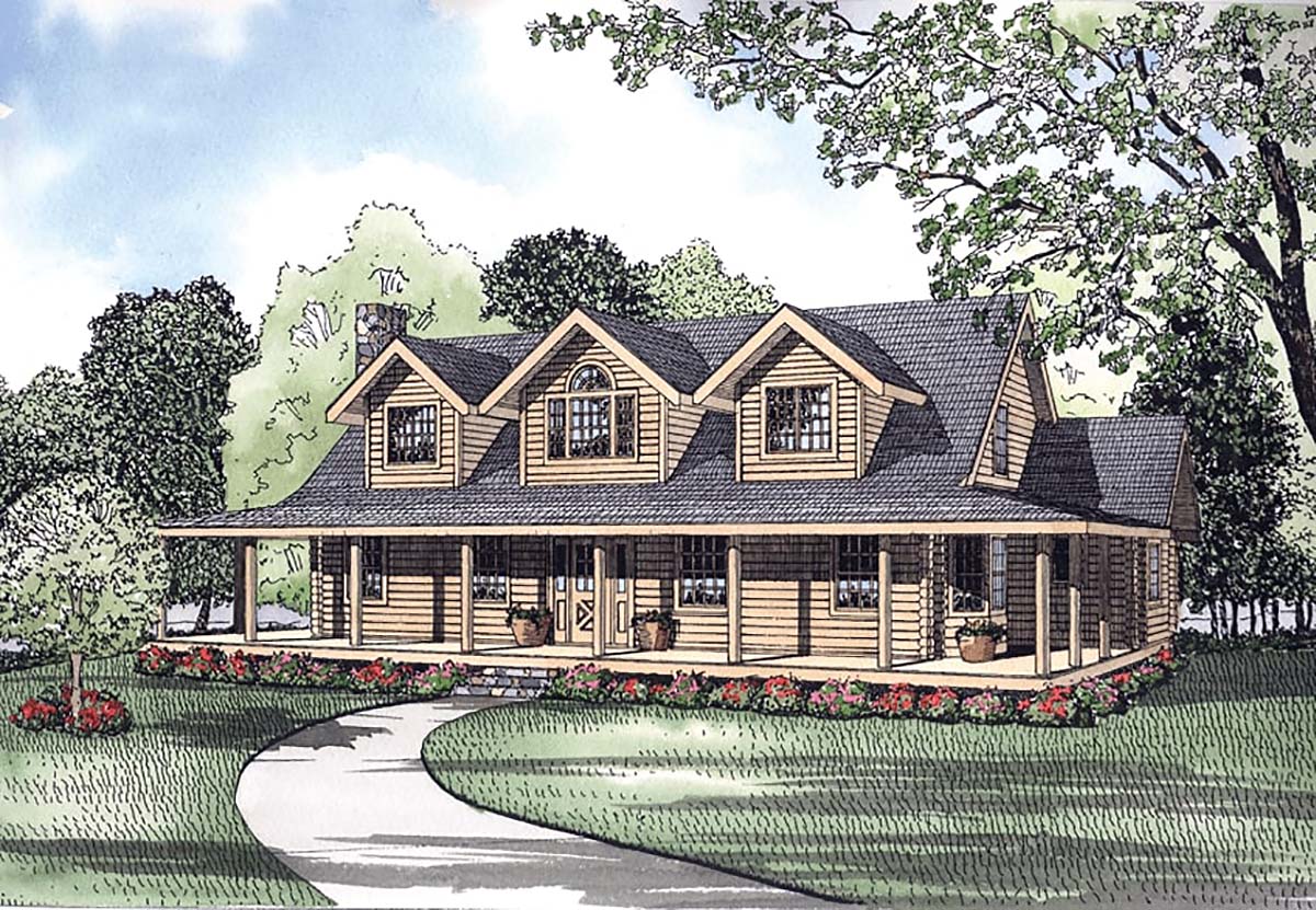 Plan 61128 | Log House with 3 Bed, 3 Bath