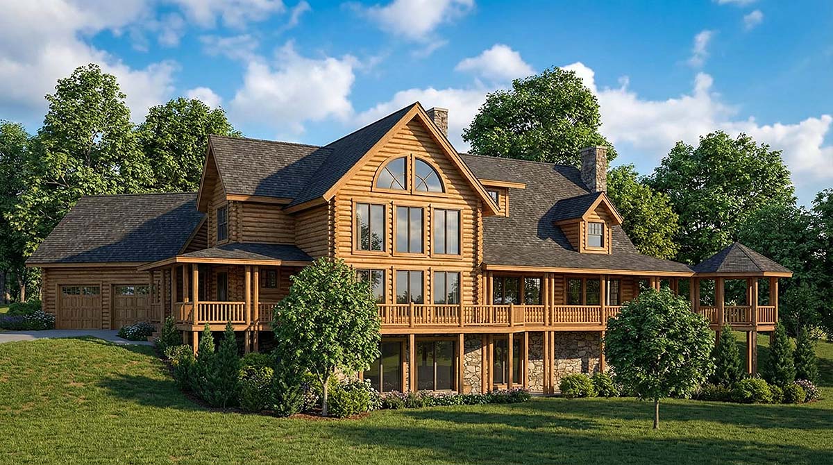 Plan 61135 | Log Style with 3 Bed, 4 Bath, 2 Car Garage