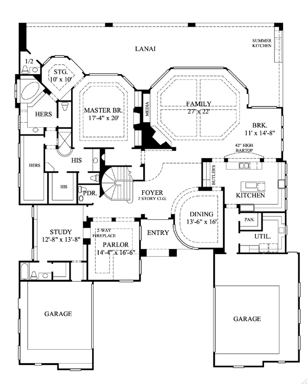 Plan 61868 | Mediterranean House with 5 Bed, 5 Bath, 3 Car