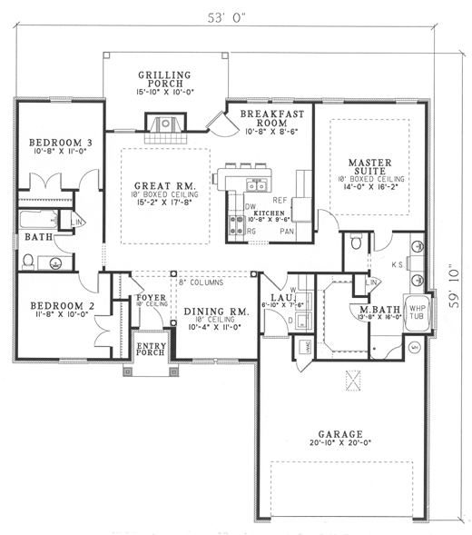 Plan 62219 | European, Traditional House with 3 Bed, 2 Bath, 2 Car
