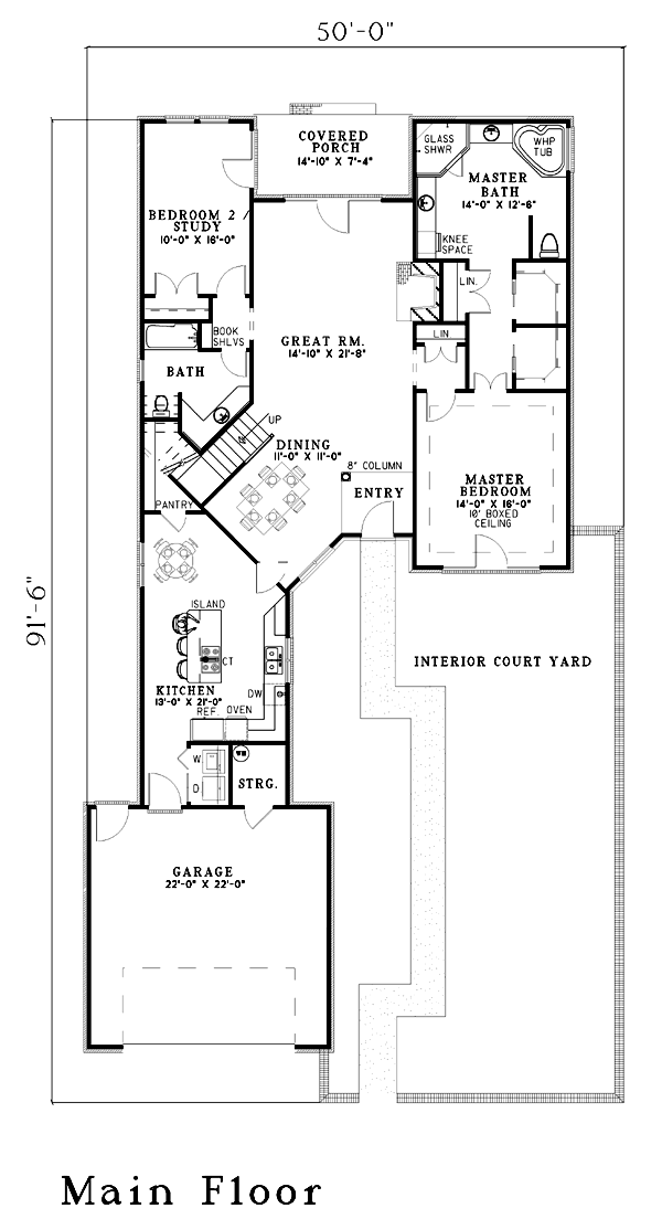 Plan 62225 | House with 4 Bed, 3 Bath, 2 Car
