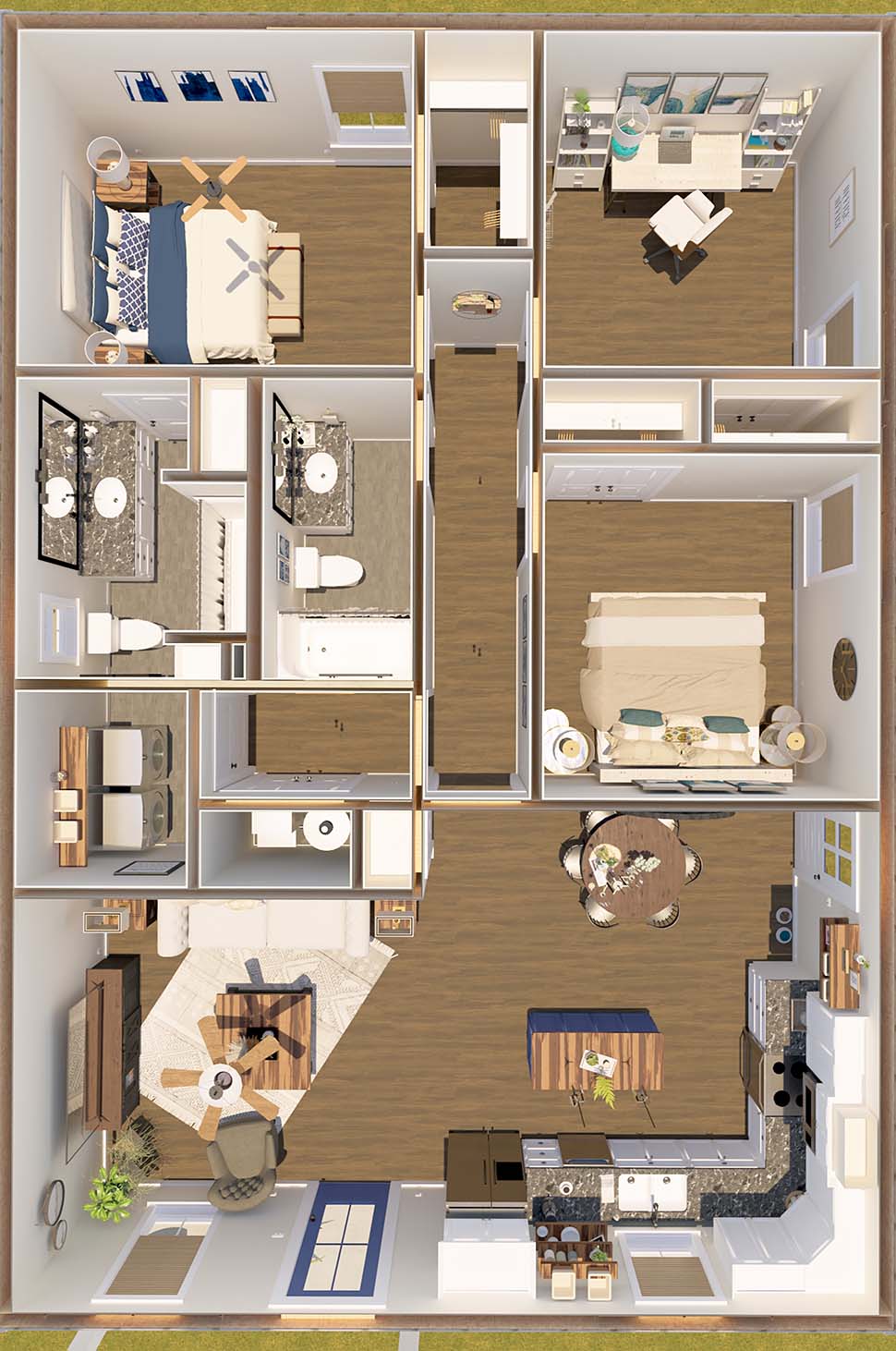 Plan 64596 | Cottage, Country, Traditional House with 3 Bed, 2 Bath