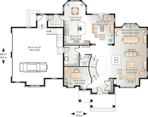Plan 65456 | Traditional Style, 3361 Sq Ft, 3 Bed, 3 Bath, 2 Car