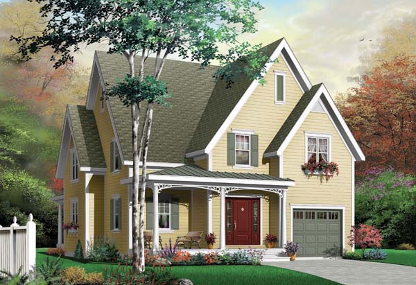 Plan 65486 | Country, European, Traditional House with 3 Bed, 2 Bath, 1 Car