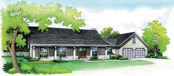 Plan 65757 | One-Story, Ranch House with 3 Bed, 2 Bath, 2 Car
