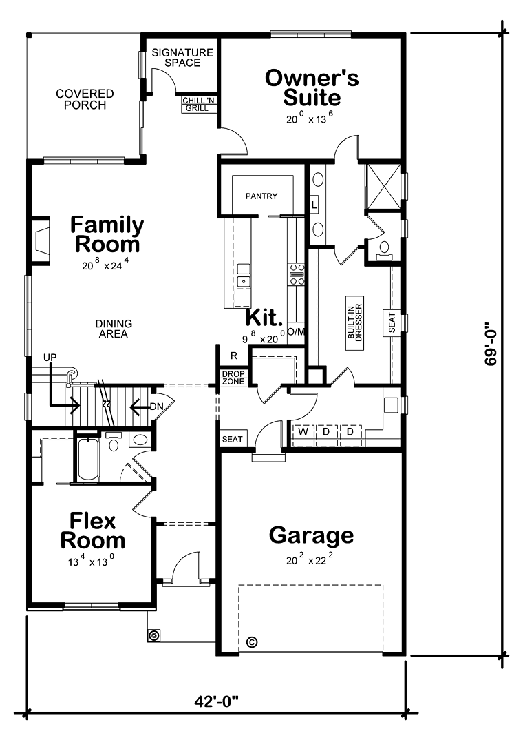 Plan 66748 | Traditional Style with 2 Bed, 3 Bath, 2 Car Garage