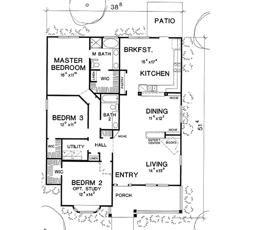 Plan 67646 | Traditional Style with 3 Bed, 2 Bath