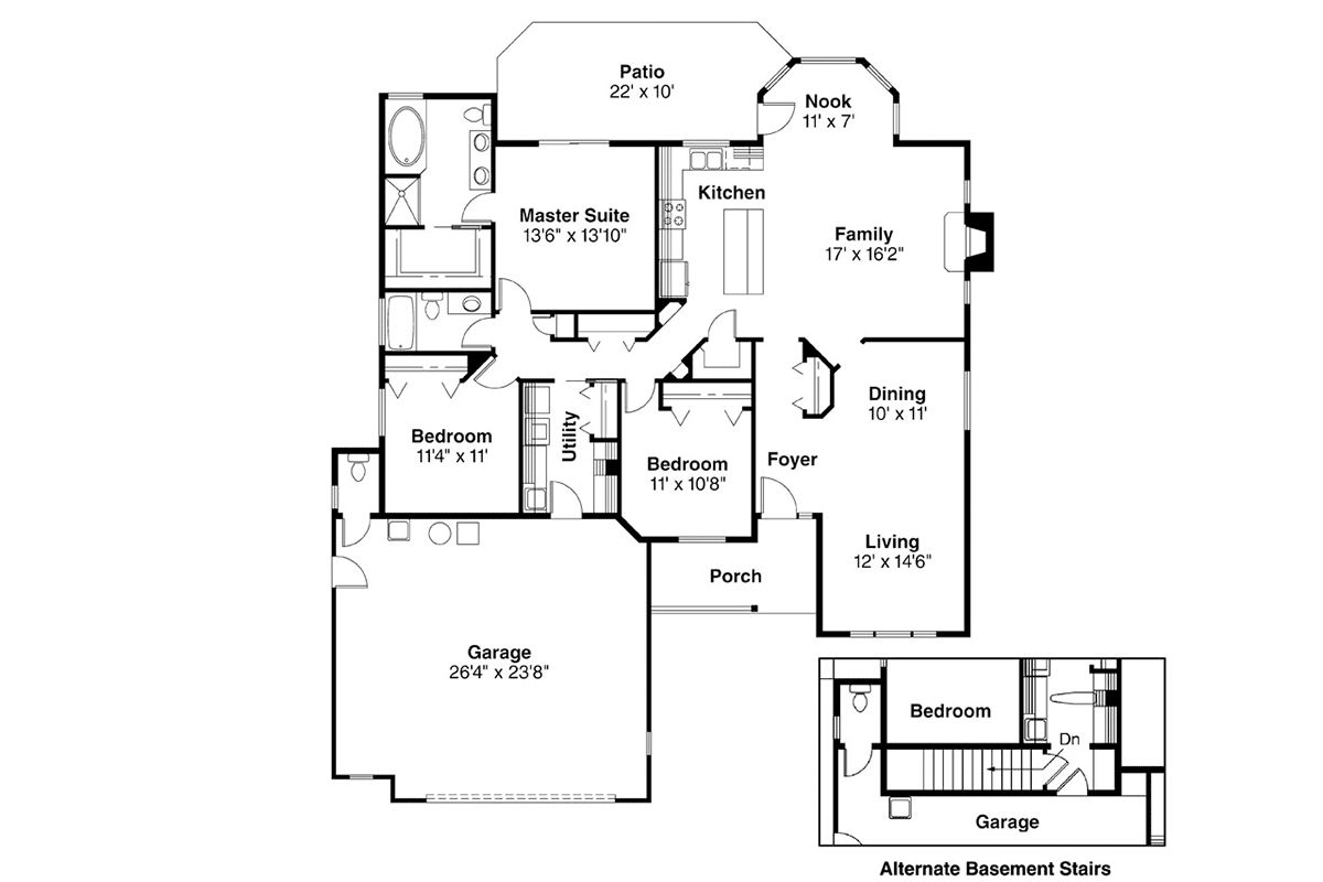 Plan 69497 | Ranch House with 3 Bed, 2 Bath, 2 Car