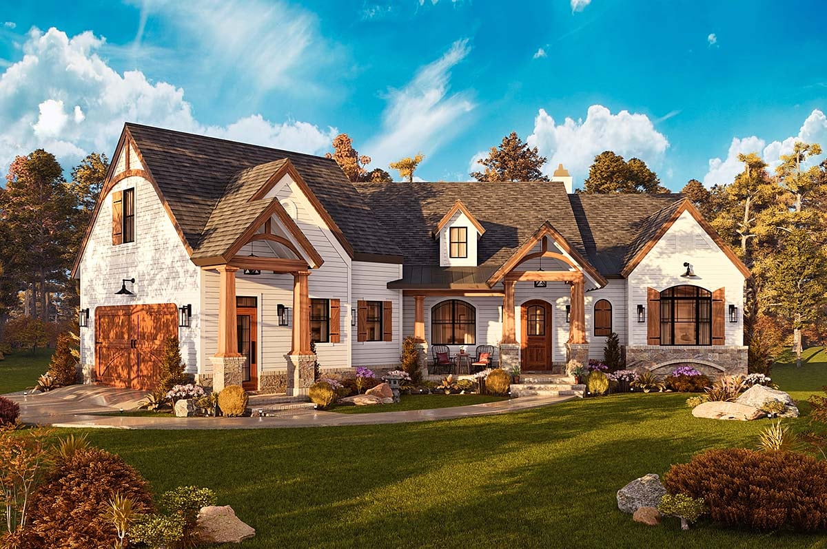 Plan 72222 | Craftsman, Tudor House with 3 Bed, 3 Bath, 2 Car