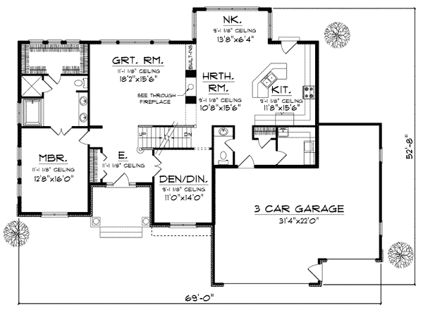 Plan 73047 | House with 4 Bed, 3 Bath, 3 Car