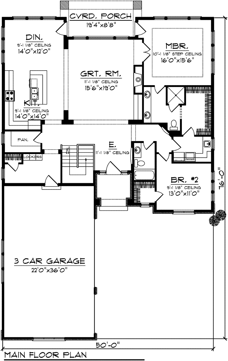 Plan 73138 | Ranch House with 2 Bed, 2 Bath, 3 Car