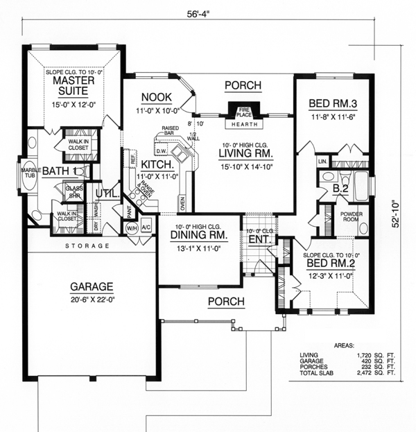 Plan 77031 | Colonial, One-Story, Traditional House with 3 Bed, 2 Bath ...