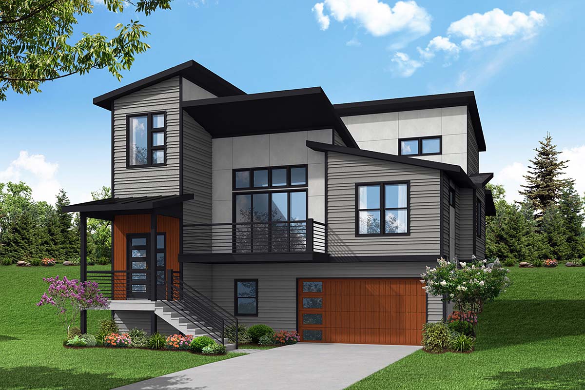 Plan 78488 | Contemporary House with 3 Bed, 3 Bath, 2 Car