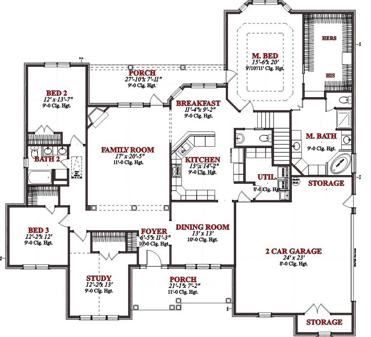 Plan 78607 | Traditional House with 3 Bed, 3 Bath, 2 Car