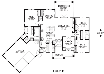 Plan 81323 | Ranch Style with 3 Bed, 3 Bath, 2 Car Garage