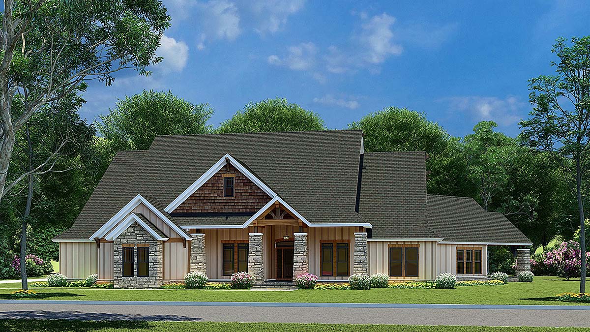 Plan 82565 | Bungalow, Craftsman House with 3 Bed, 2 Bath, 3 Car