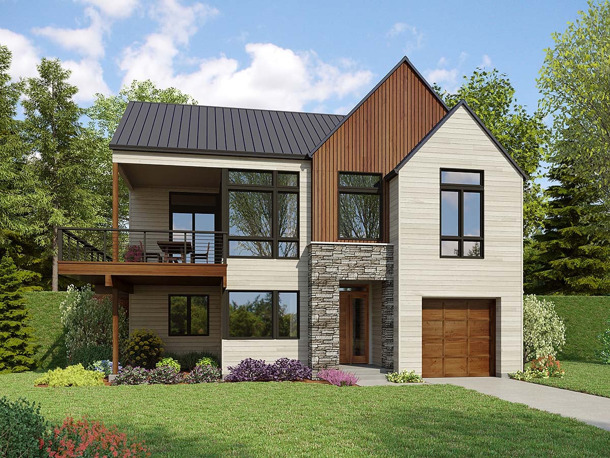 Plan 83555 | Contemporary House with 3 Bed, 3 Bath, 1 Car