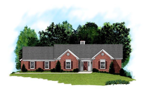 Plan 92356 | One-Story, Ranch, Traditional House with 3 Bed, 3 Bath, 2 Car