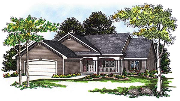 Plan 93195 | One-Story, Ranch House with 3 Bed, 3 Bath, 2 Car
