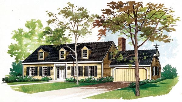 Plan 95103 | Cape Cod House with 3 Bed, 3 Bath, 2 Car