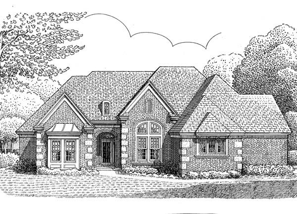 Plan 95529 | European, One-Story House with 3 Bed, 3 Bath, 2 Car