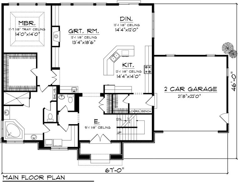 Plan 96108 | House with 3 Bed, 3 Bath, 2 Car