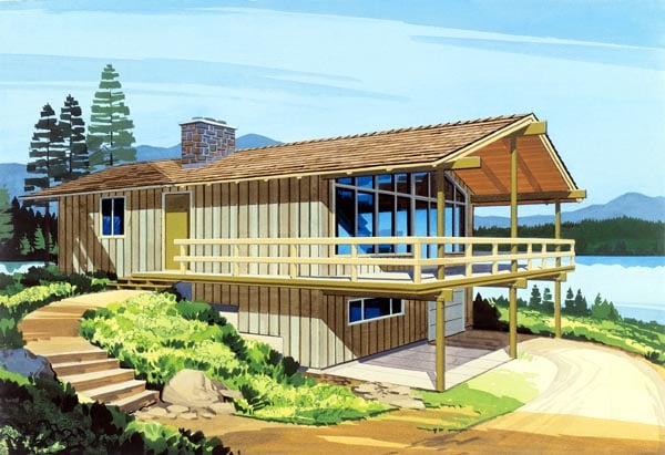 Plan 98389 | Contemporary House with 2 Bed, 1 Bath, 1 Car